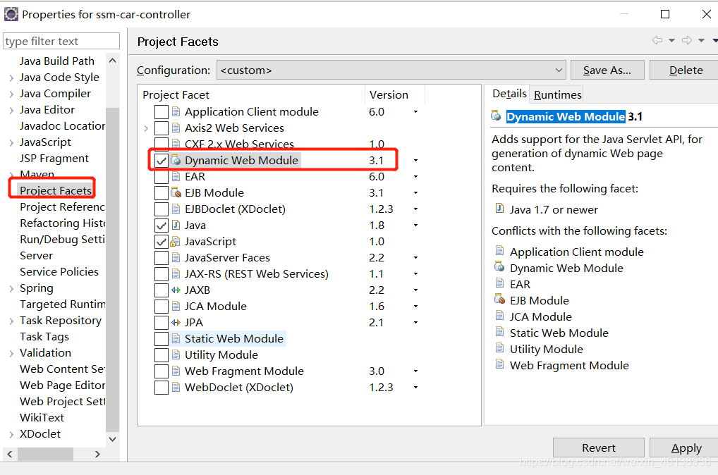 Description Resource Path Location Type Cannot change version of project facet Dynamic Web ...