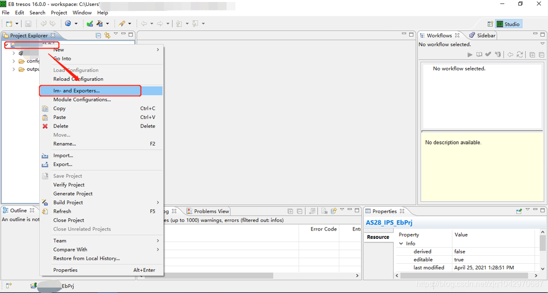 EB新建workspace及导入现有工程，导出.arxml格式配置文件_eb导出arxml-CSDN博客