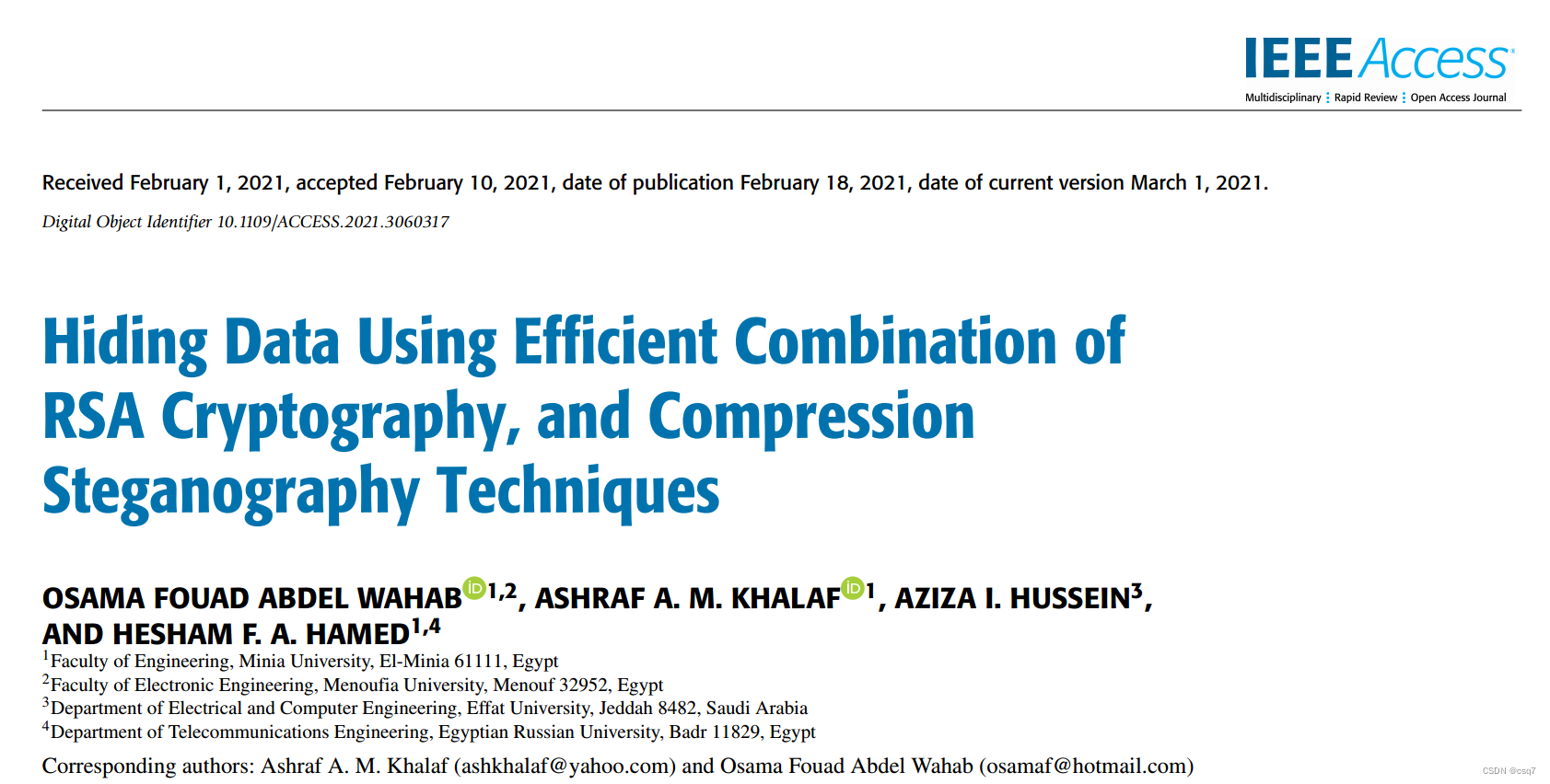 论文阅读|Hiding Data Using Efficient Combination of RSA Cryptography, and Compression Steganography ...