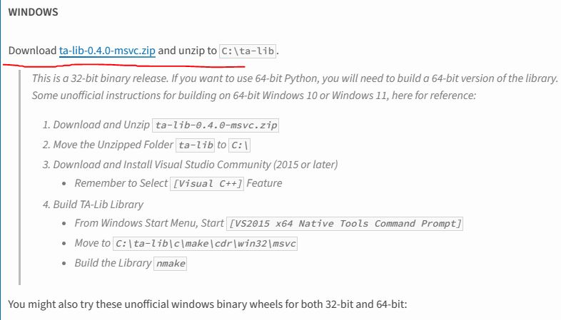talib安装失败 (talib/_ta_lib.c(1222): fatal error C1083: 无法打开包括文件: “ta-lib/ta_defs.h”: No such_talib ...