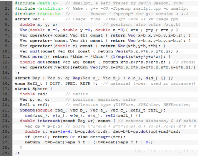 (中文详解篇)smallpt: 99行代码完成全局光照Path Tracing-CSDN博客