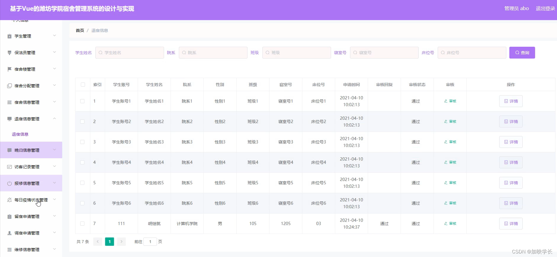 Java计算机毕业设计vue潍坊学院宿舍管理系统设计与实现（附源码、数据库）潍坊学院毕业设计管理系统 Csdn博客