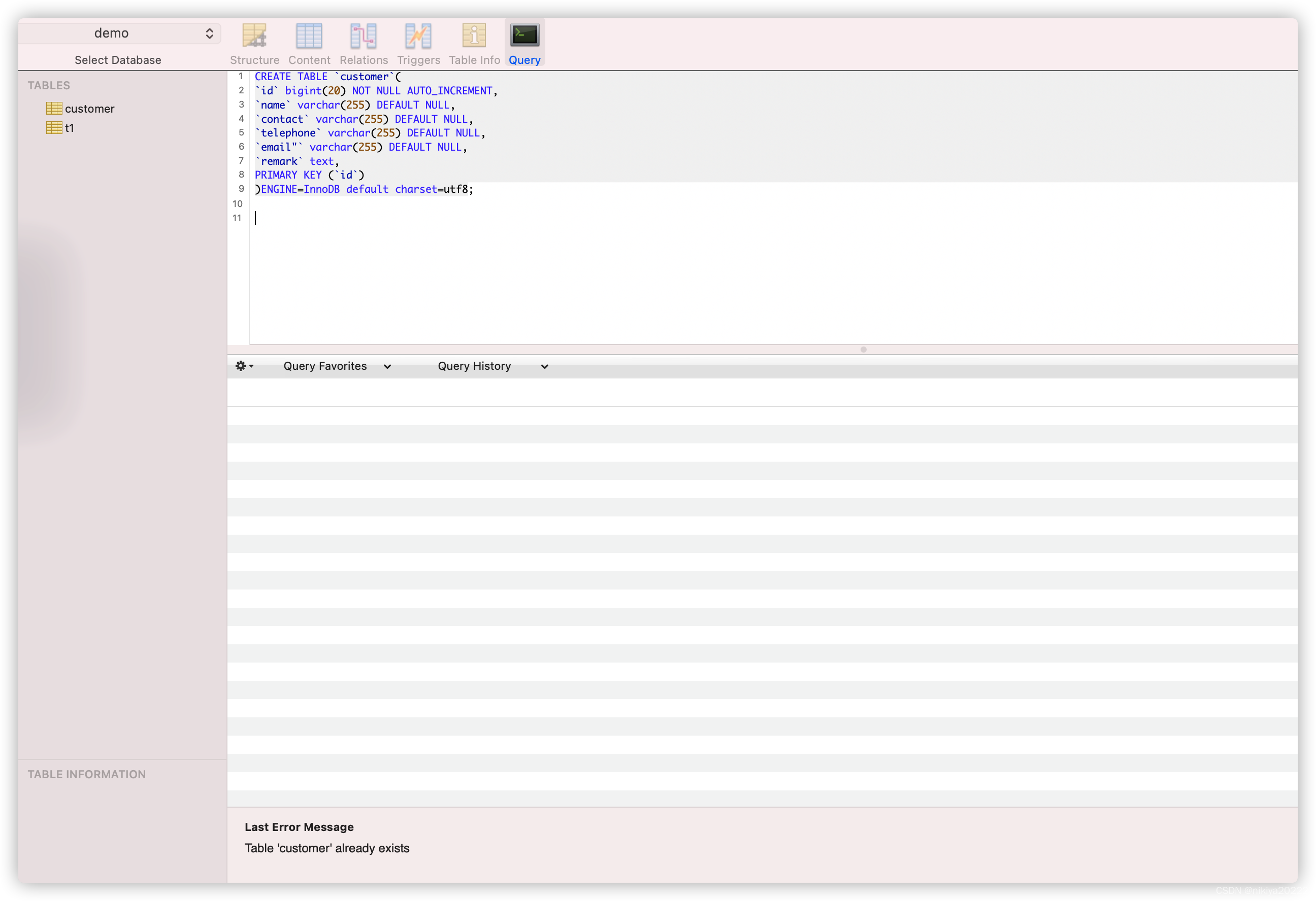mysql建表语句的单引号语法问题：You have an error in your SQL syntax； check the ...