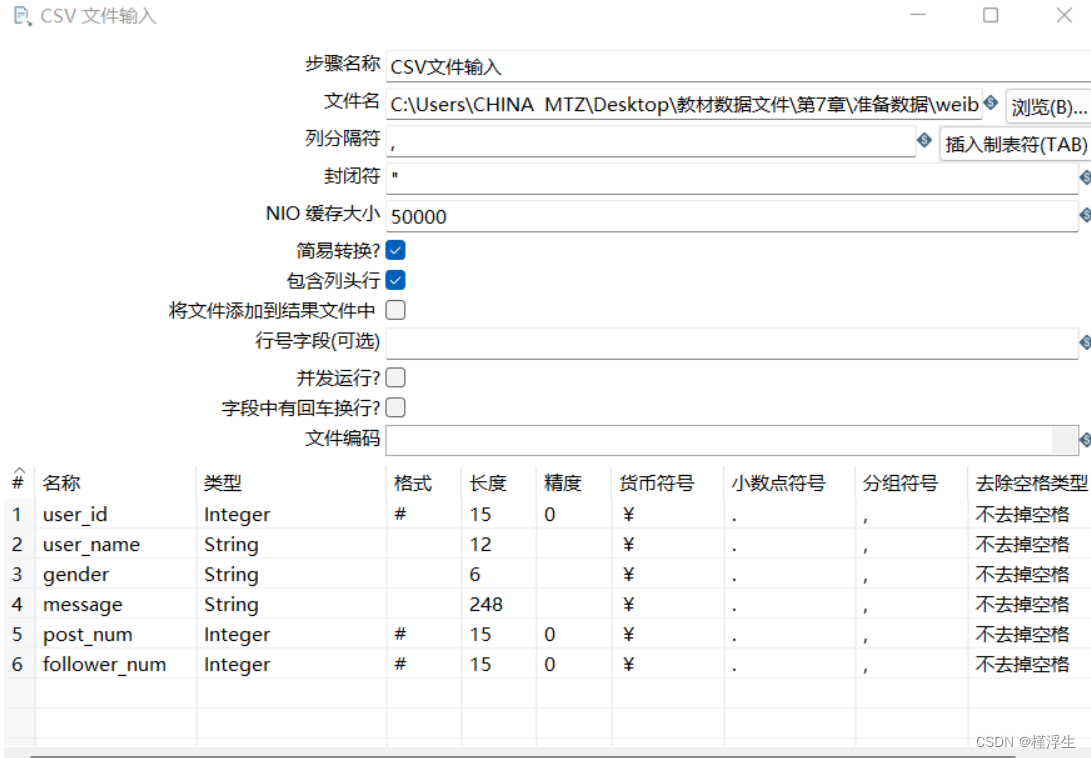 Kettle工具：批量导入CSV数据到weibo_user表实战-CSDN博客