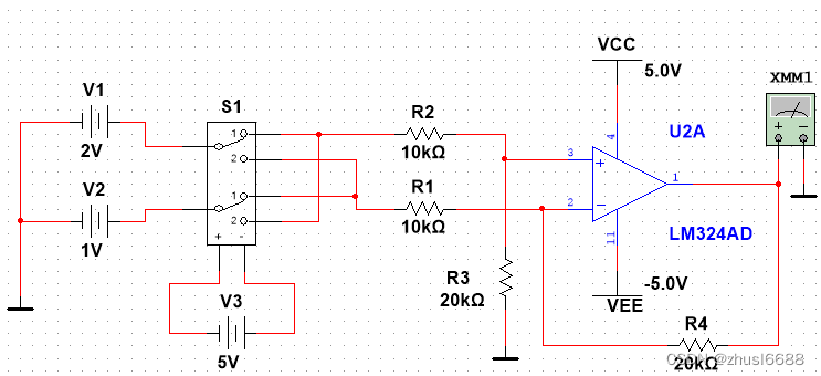 Multisim14.0仿真应用设计（七）基于LM324的差分放大器仿真_差分放大电路multisim仿真-CSDN博客
