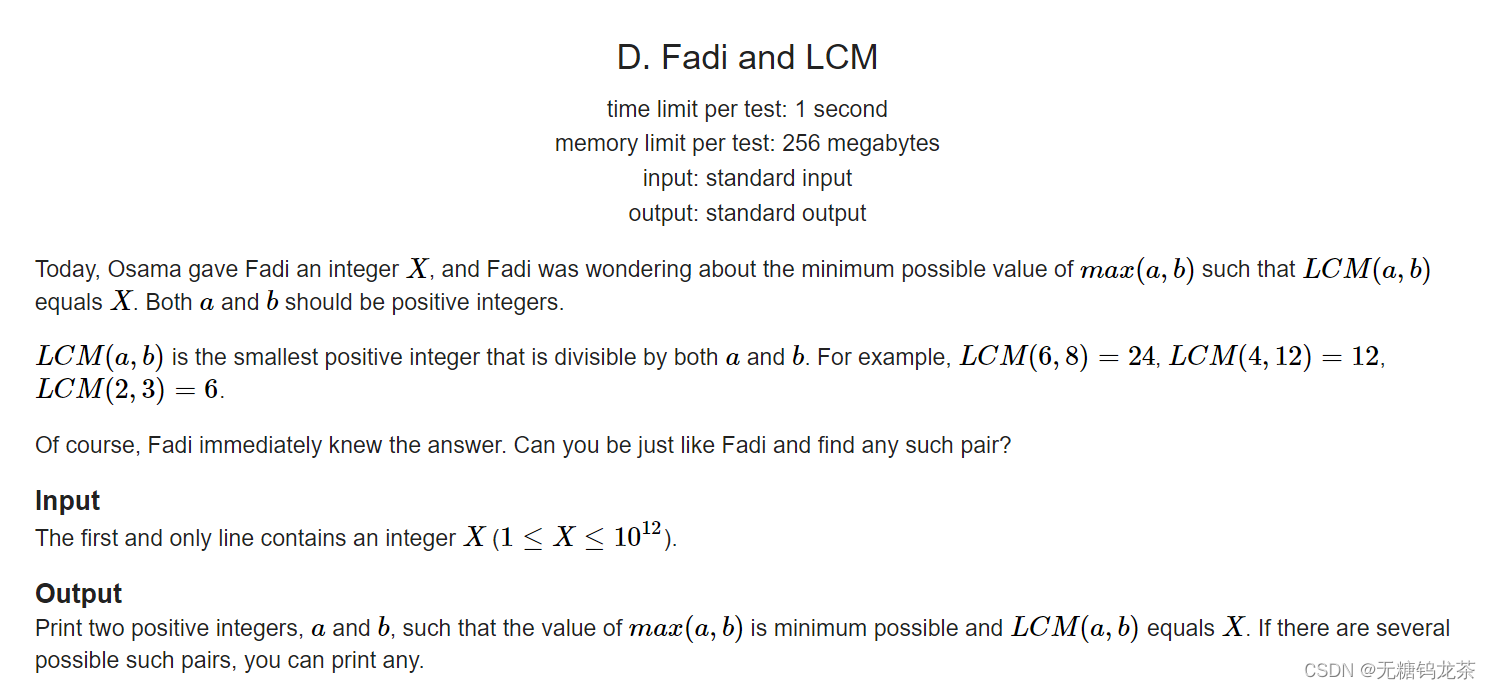 codeforces 题目 Fadi and LCM-CSDN博客