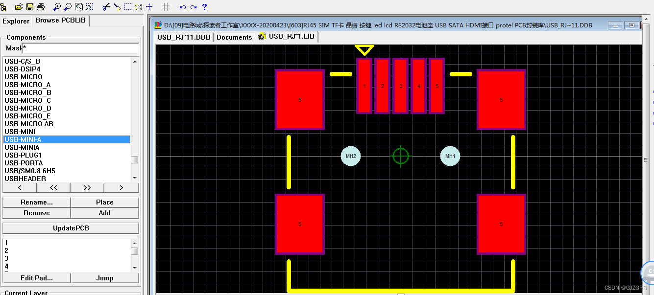 晶振 按键 led lcd RS2032电池座 USB SATA HDMI RJ45 SIM TF卡接口 protel （PCB封装库）_tf卡 protel 模版-CSDN博客