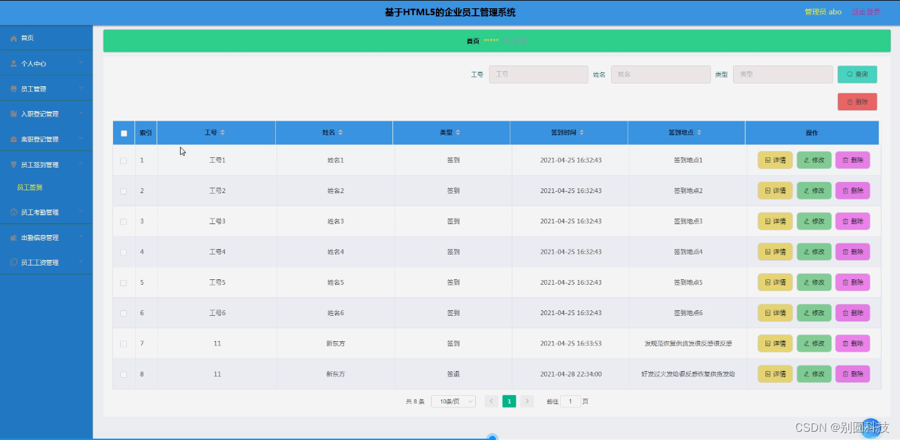 Java毕业设计 Html5企业员工管理系统源码获取和系统演示员工信息管理系统html Csdn博客