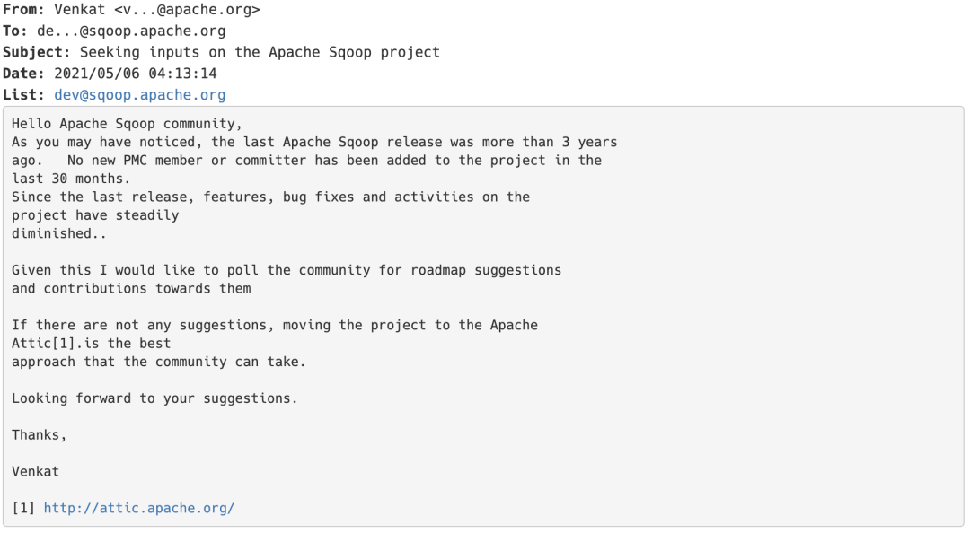 Apache 董事会宣布终止 Apache Sqoop 项目-CSDN博客