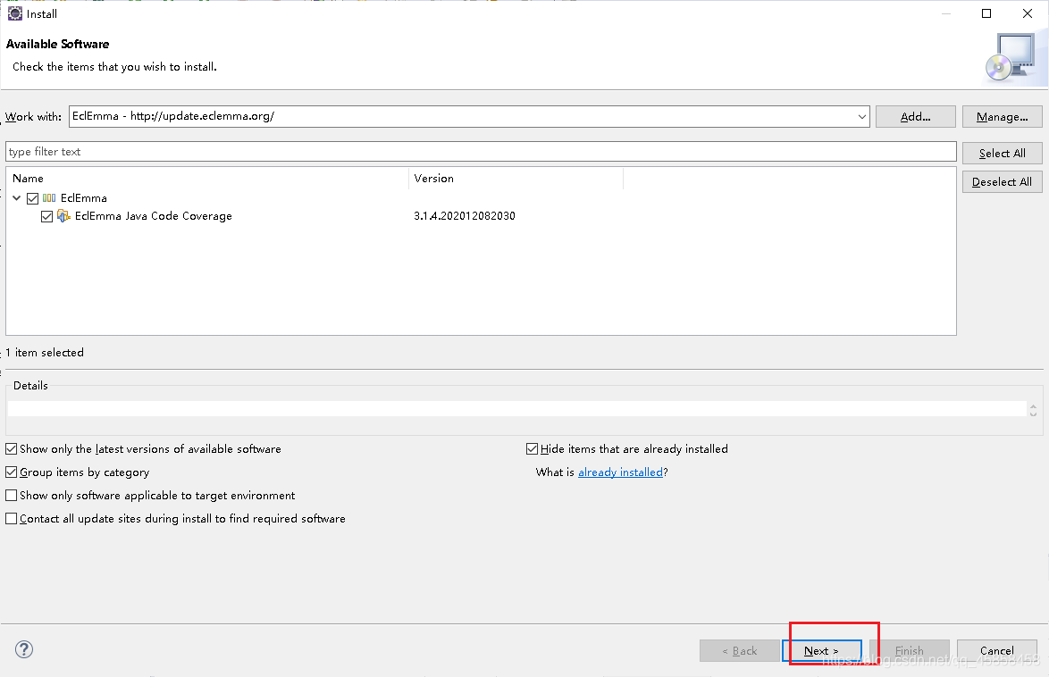 JUnit之EclEmma覆盖率工具（安装、使用）_eclipse导出junit測試覆蓋率-CSDN博客