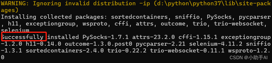 输入安装命令：pip install selenium 报错ERROR: Could not find a version that satisfies the requirement ...