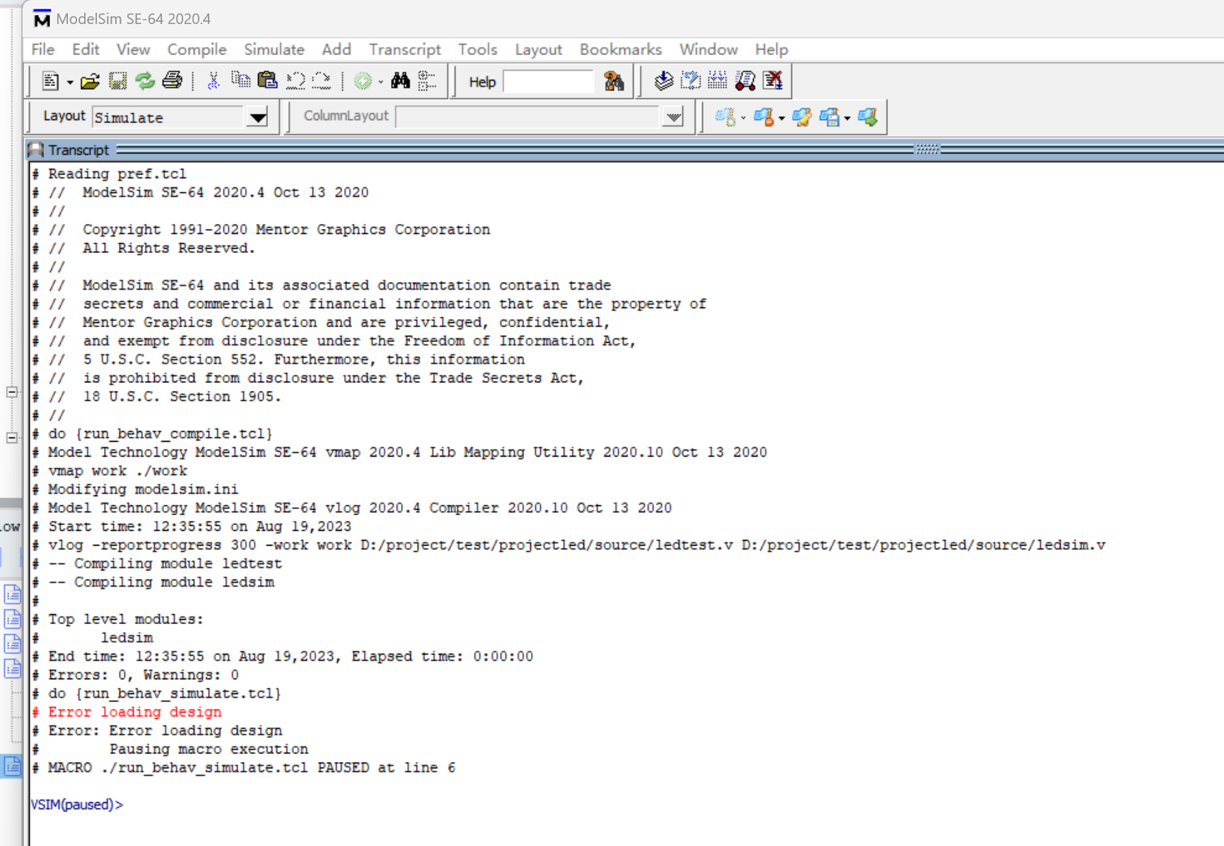 Pango Design Sute 2022.2-SP3与modeltech64_2020.4联合仿真出现erro loading design 情况_pango design suite为 ...