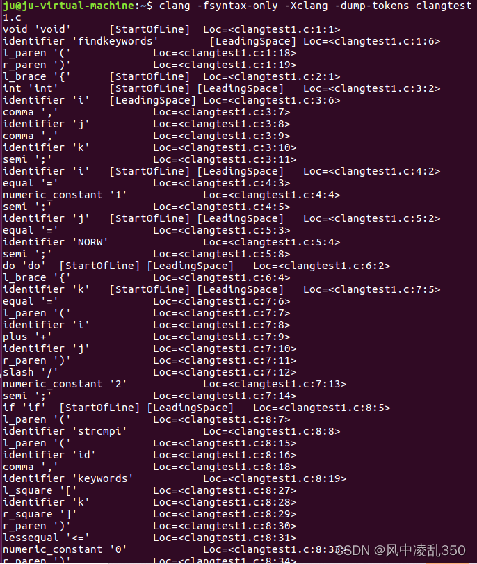 clang词法分析_clang使用命令选项得到词法分析序列-CSDN博客