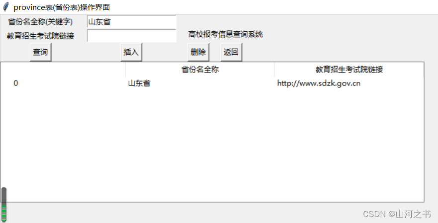 Python Mysql期末实验:六、province(省份)表的增删改查界面的制作python中的province Csdn博客