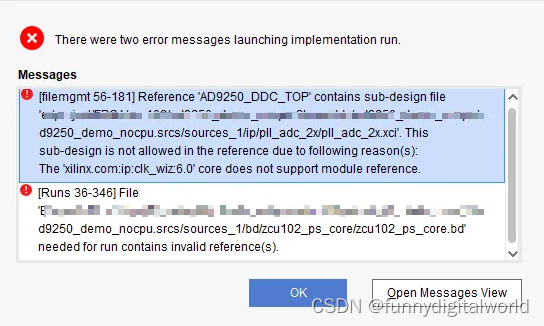 【FPGA】 [filemgmt 56-181]...The ‘xilinx.com:ip:clk_wiz:6.0‘ core does not support module ...
