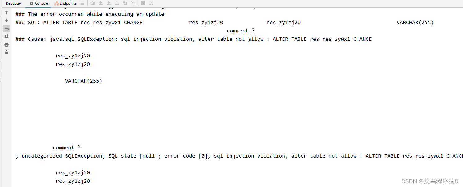 java.sql.SQLException: sql injection violation, alter table not allow :-CSDN博客