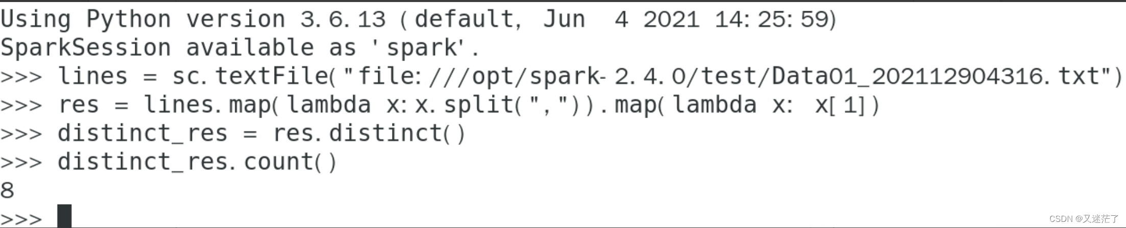 spark 实验二 RDD编程初级实践_sc = sparkcontext('local','remdup-CSDN博客