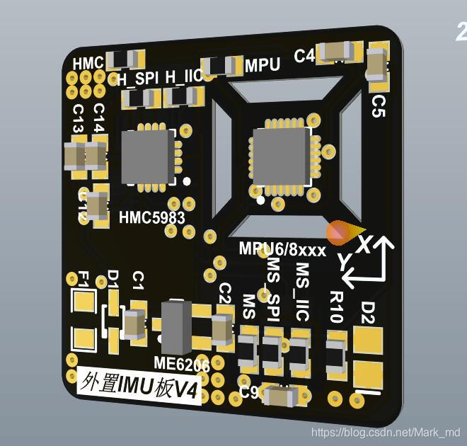 开源10轴IMU PCB，基于MEMS传感器MPU6500-HMC5983-AK8975-BMP280-MS5611设计，适用于多轴无人机 ...