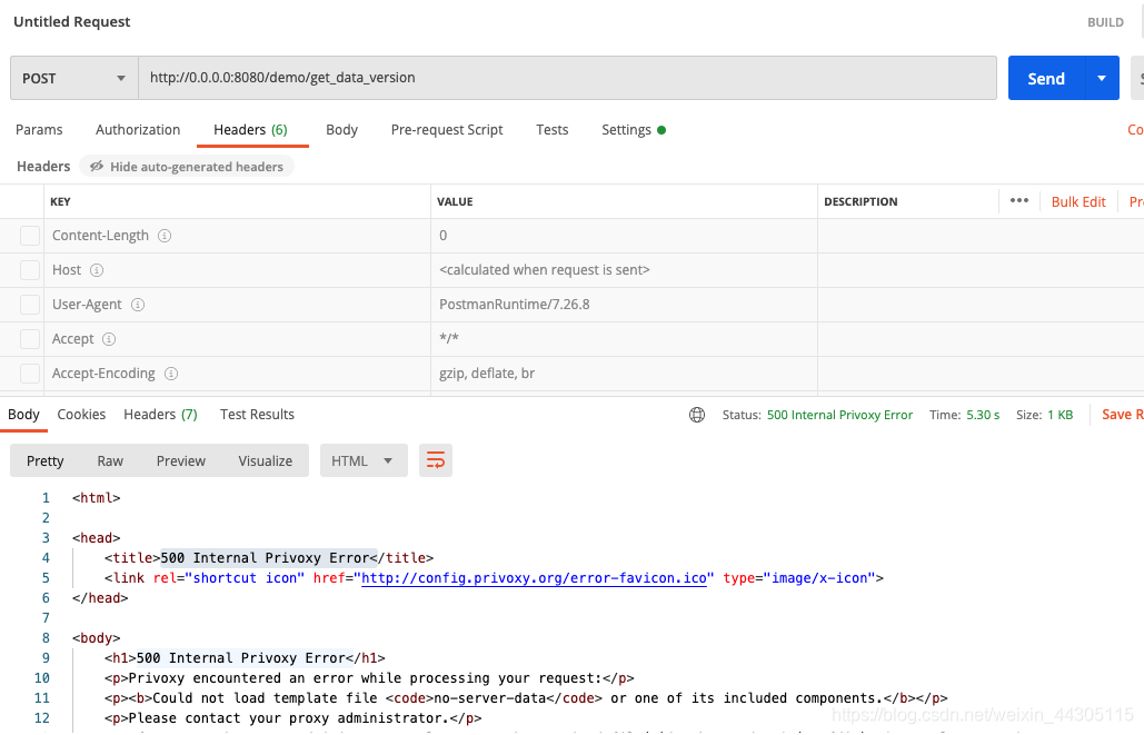 postman发送请求时报错：500 Internal Privoxy Error_postman报500-CSDN博客
