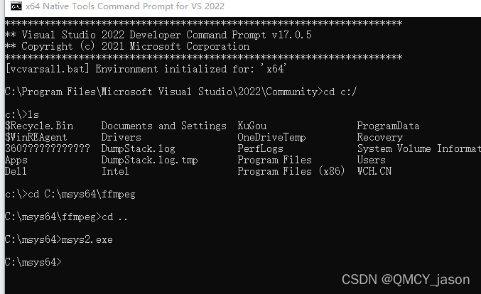 windows10 下 VS + msys2 编译 FFmpeg 记录_vs msys-CSDN博客