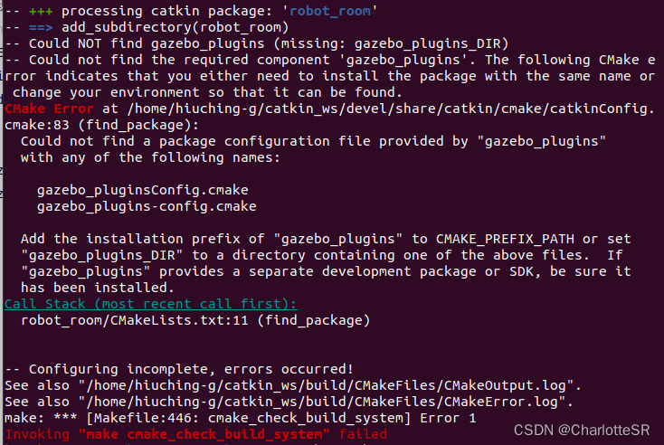 已解决：Could not find a package configuration file provided by “gazebo_plugins“-CSDN博客