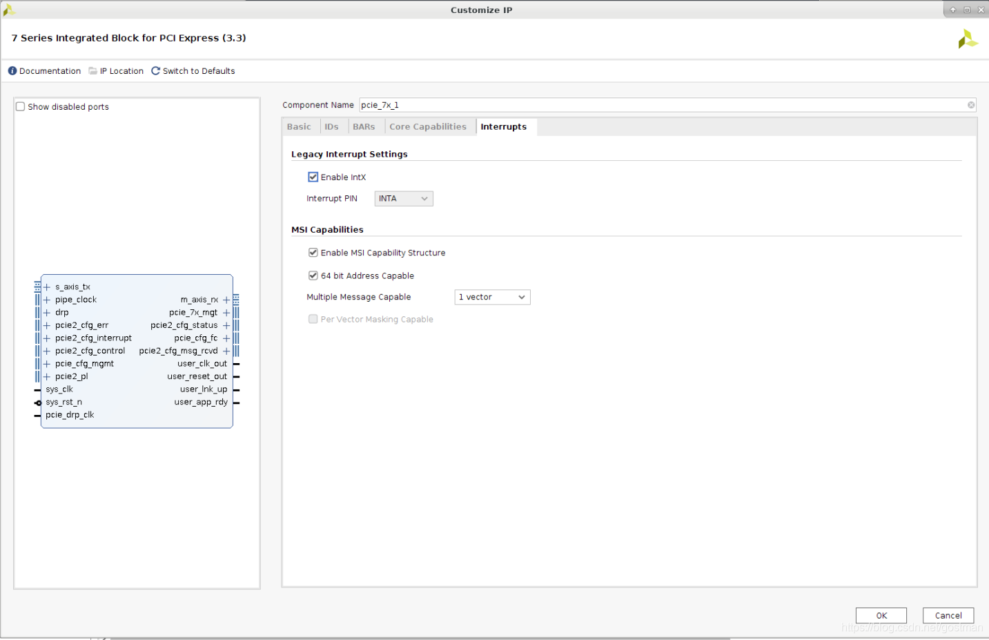 PCIE学习笔记（四）Xilinx FPGA PCI Express 硬核配置_pcie block location-CSDN博客