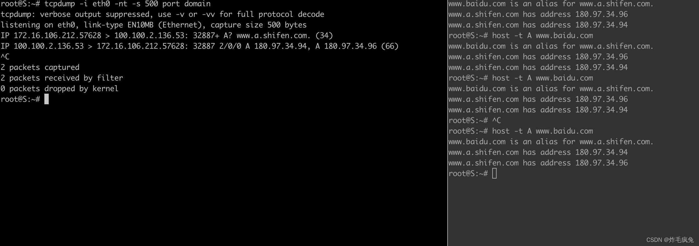 使用tcpdump抓取DNS包_tcpdump dns包-CSDN博客