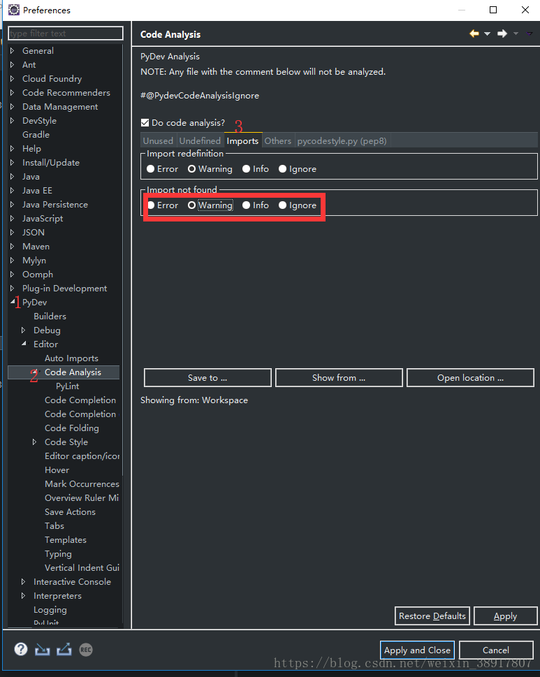 eclipse：pydev对于在eclipse中使用import提示错误的情况_eclipse设置python报警级别-CSDN博客