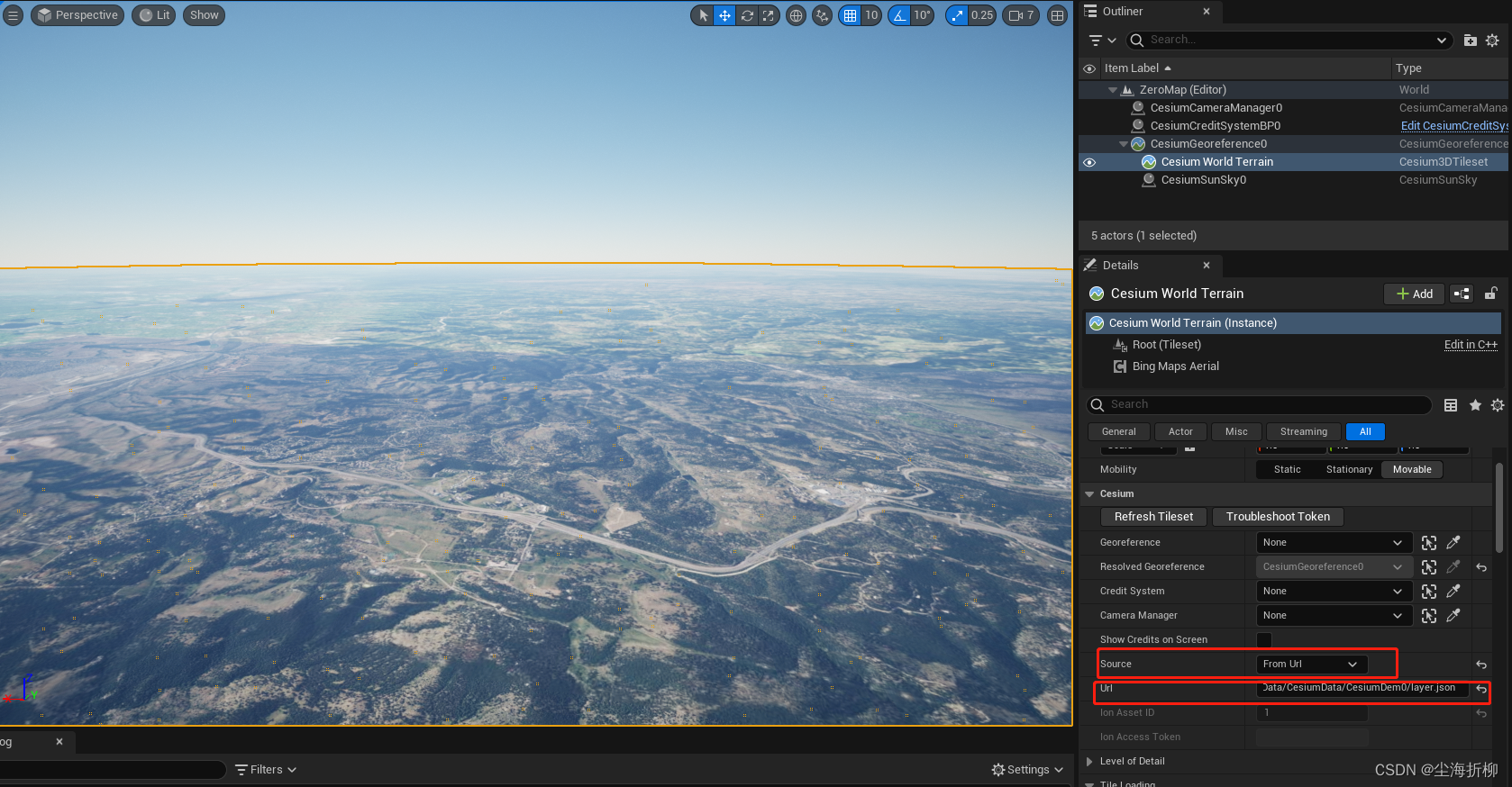 【UE5：CesiumForUnreal】——加载无高度地形数据_cesium for unreal 加载地形-CSDN博客