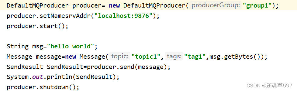 rocketmq:producerGroup can not equal DEFAULT_PRODUCER, please specify another one._rocketmq ...