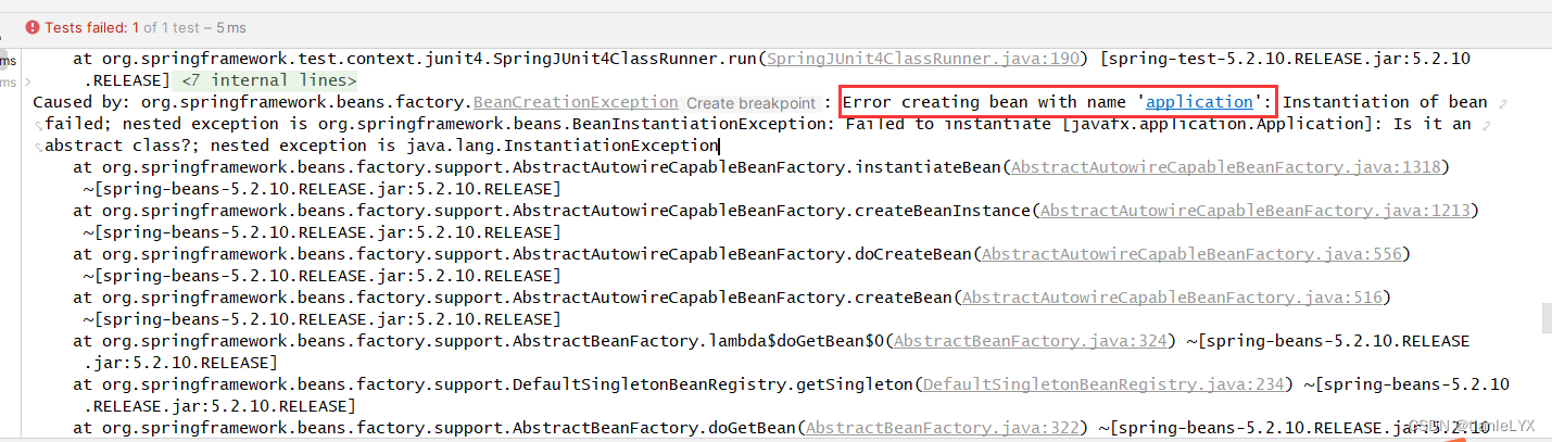 Error creating bean with name ‘application‘: Instantiation of bean failed；_error creating bean ...