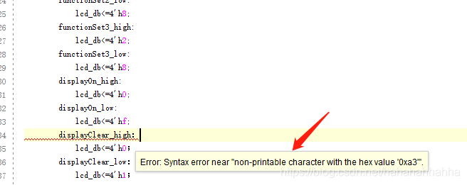 【verilog】vivado报错： syntax error near non-printable character with the hex value“0xa3“-CSDN博客