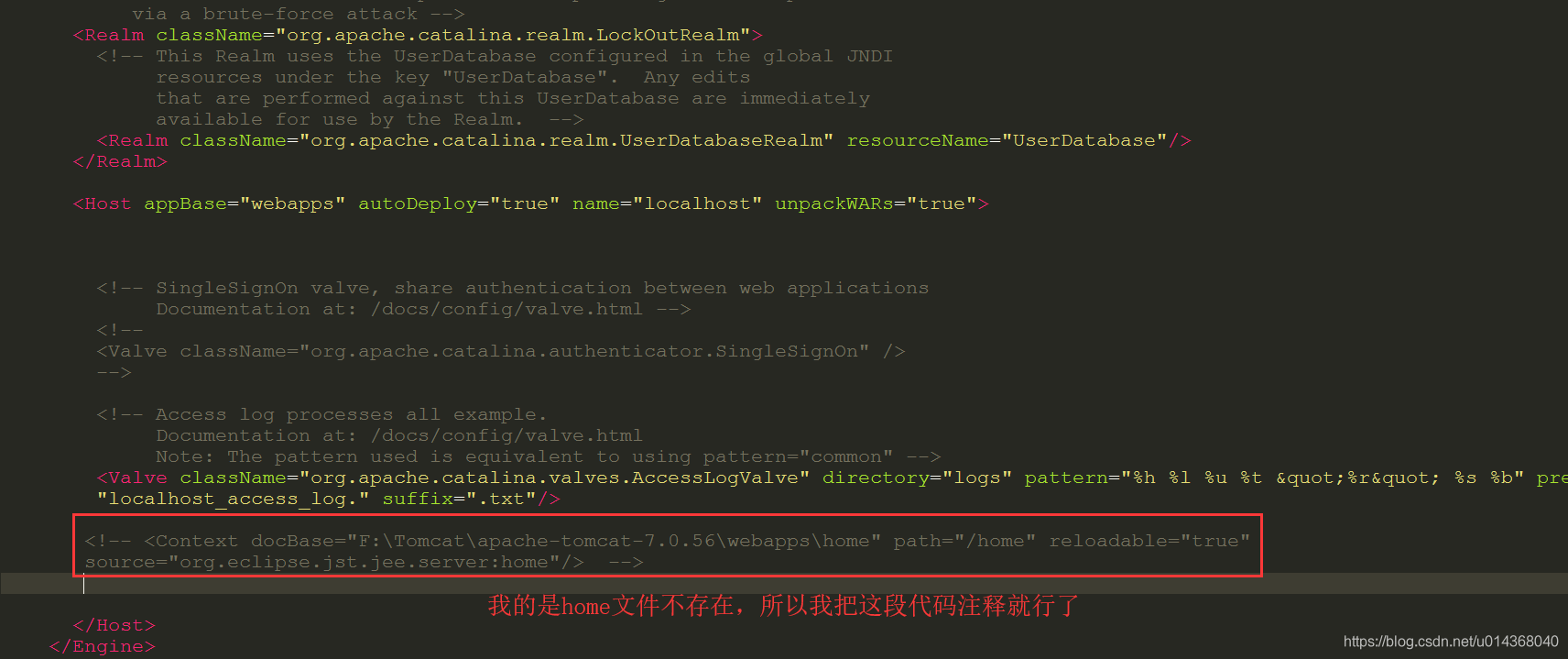 Document base F:\Tomcat\apache-tomcat-7.0.56\webapps\home does not exist or is not a readable ...