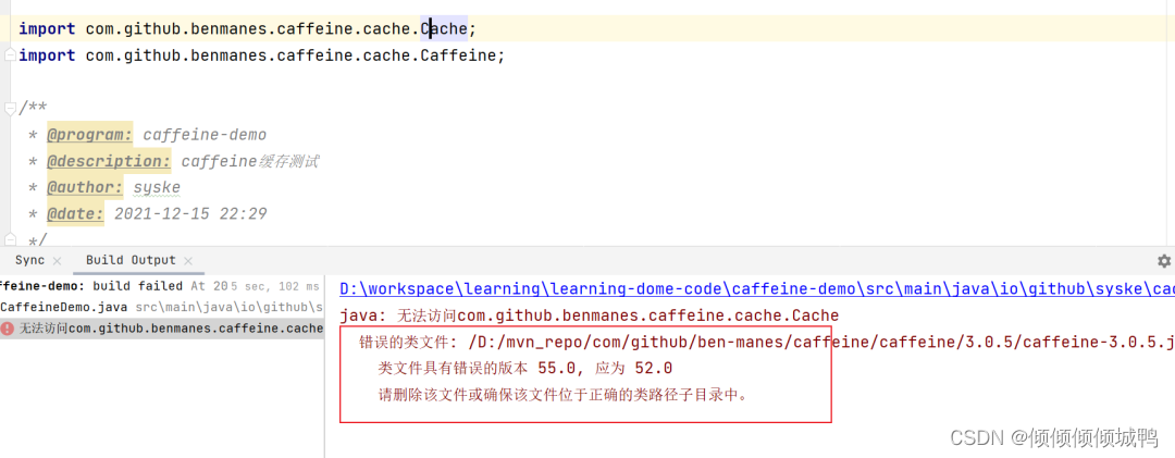 java: 无法访问com.github.benmanes.caffeine.cache.CacheLoader-CSDN博客