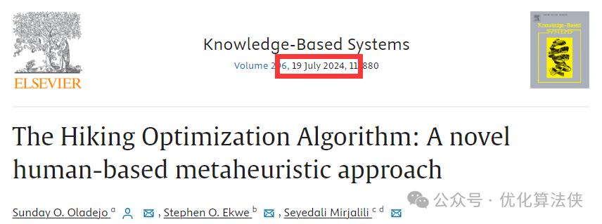 2024年7月一区SCI-徒步优化算法Hiking Optimization Algorithm-附Matlab免费代码_the hiking optimization algorithm ...