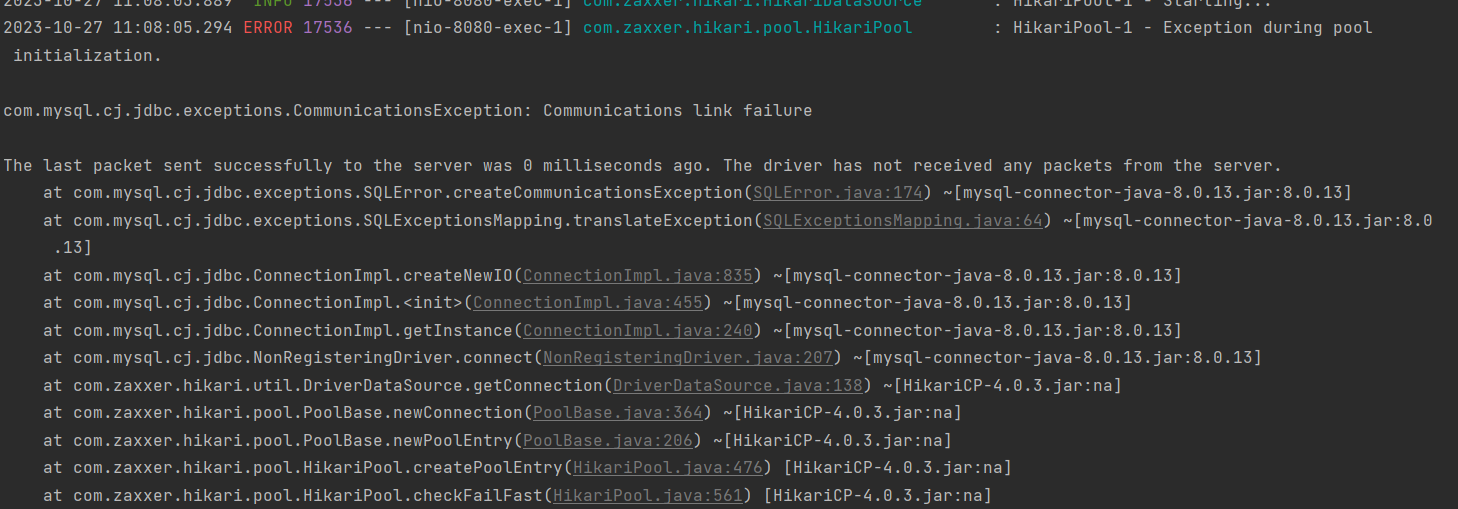 解决：com.mysql.cj.jdbc.exceptions.CommunicationsException: Communications link failure问题-CSDN博客