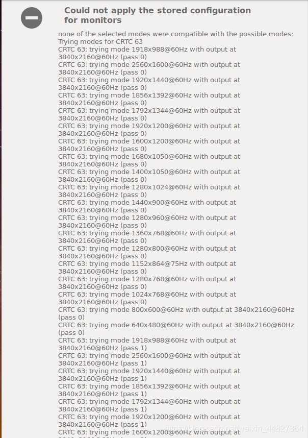 Could not apply the stored configuration for monitors问题解决_十啵-华为开发者空间