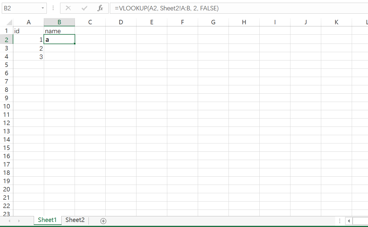[Excel] vlookup函数_=vlookup(a2, sheet2!a:b, 2, false)-CSDN博客