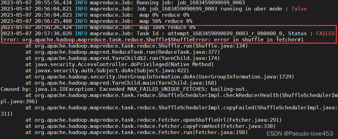 Error: org.apache.hadoop.mapreduce.task.reduce.Shuffle$ShuffleError: error in shuffle in fetcher ...