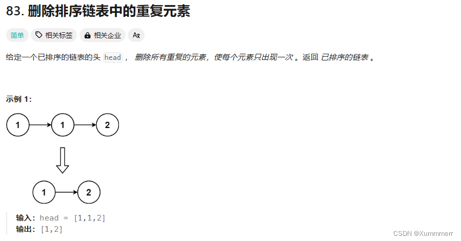 Leetcode刷题之删除排序链表中的重复元素 Csdn博客
