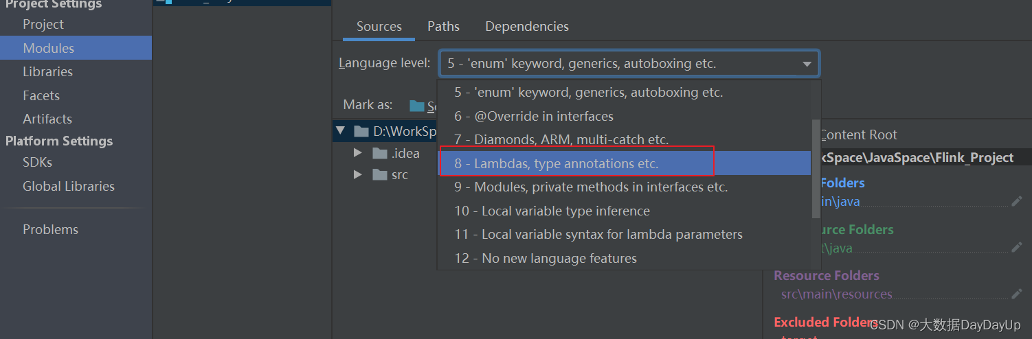 BUG记录：IDEA使用lambda表达式显示Lambda expressions are not supported at language level ‘5‘报错_idea 拉姆达表达式报 ...