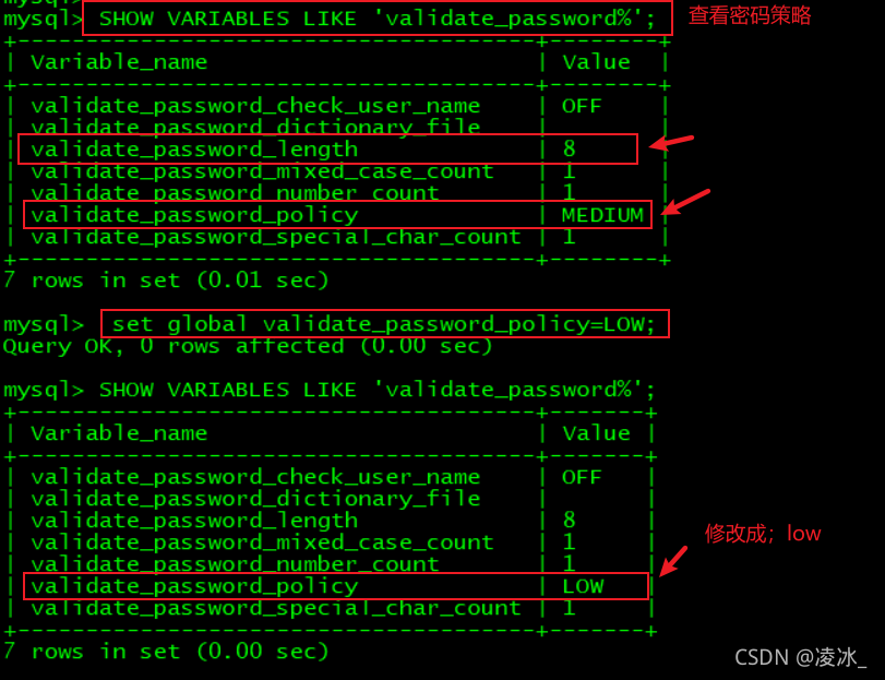 Cenos7 修改mysql密码发生异常：ERROR 1819 (HY000): Your password does not satisfy ...