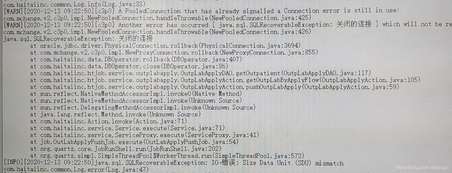 c3p0 A PooledConnection that has alread signalled a Connection error is ...