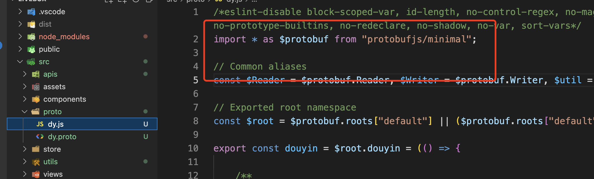 Failed to resolve import “protobufjs/minimal“ from “src/proto/dy.js“. Does the file exist ...