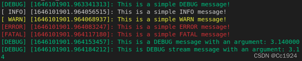 ROS日志级别详解：设置与区分DEBUG,INFO,WARN,ERROR,FATAL-CSDN博客