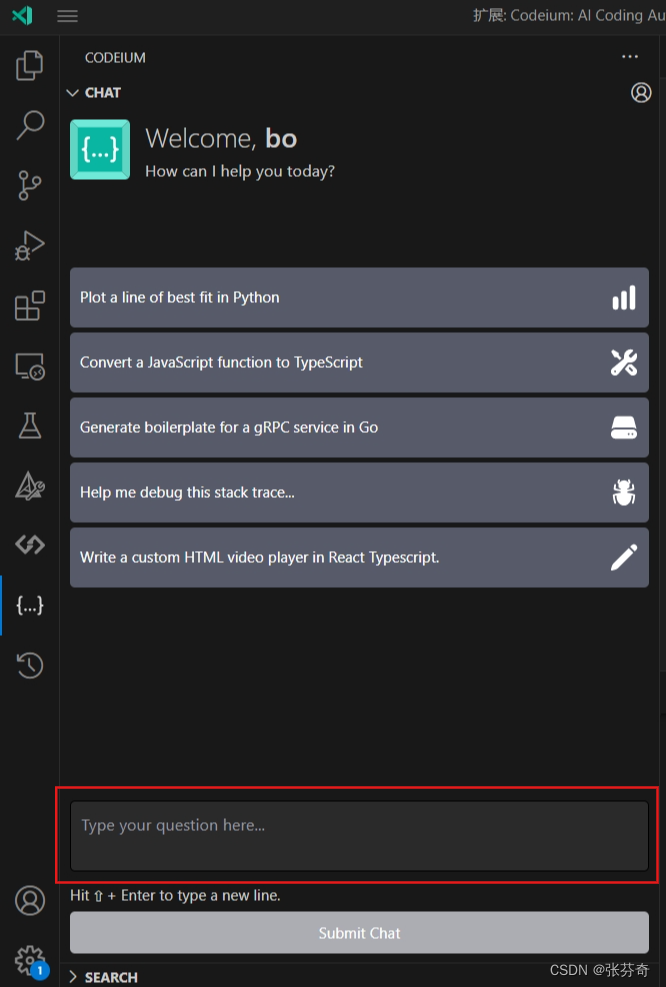 VSCode Codeium插件Chat对话框无法输入_codeium chat is disabled-CSDN博客
