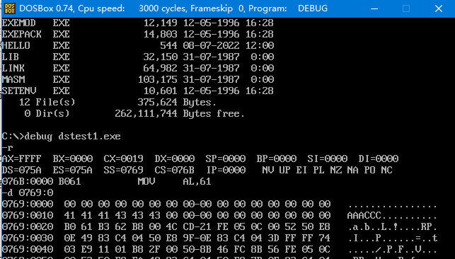 汇编语言debug查看数据段内容_emu8086查看数据段数据-CSDN博客