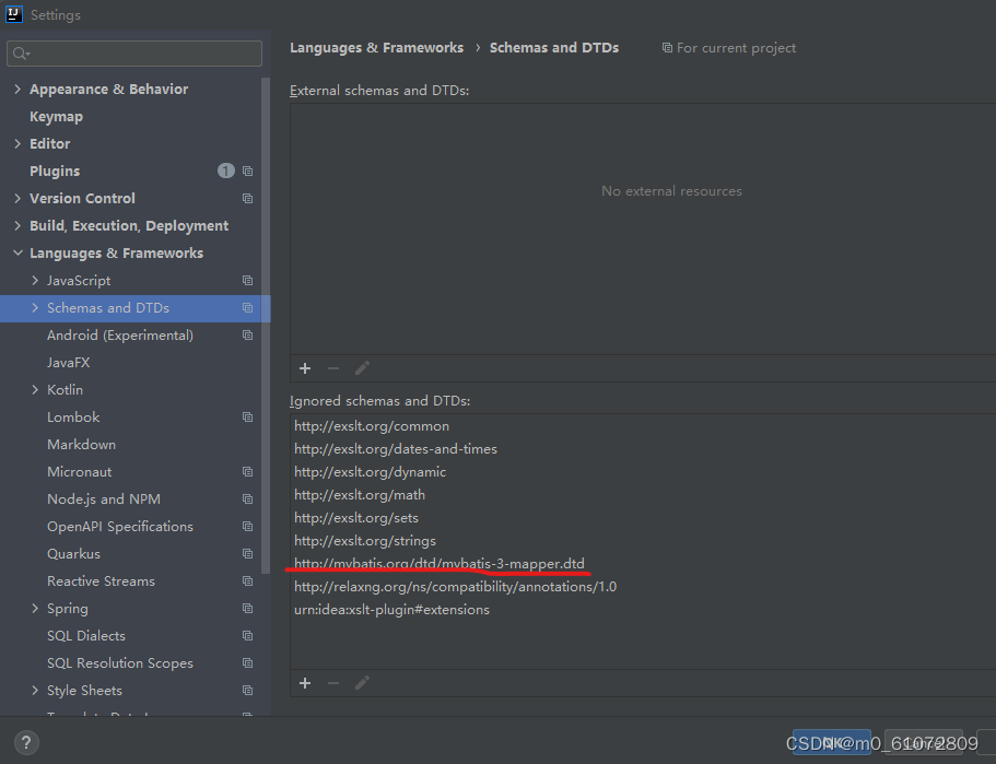 mapper.xml 文件“http://mybatis.org/dtd/mybatis-3-mapper.dtd“ 或jdbcType红色 ...