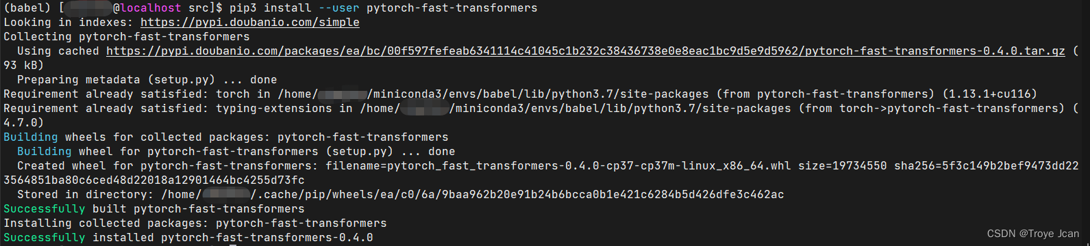 #pytorch 安装pytorch-fast-transformers报错：PermissionError: [Errno 13 ...
