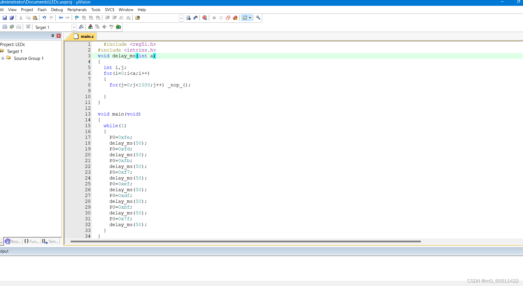 仿真51程序—LED流水灯_odr |= 1